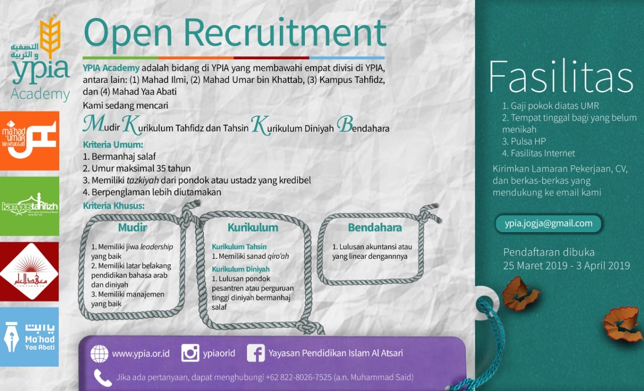 Rekrutmen Terbuka Ypia Academy